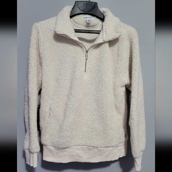 Calvin Klein | Jackets & Coats | Calvin Klein Cream Sherpa Jacket ...